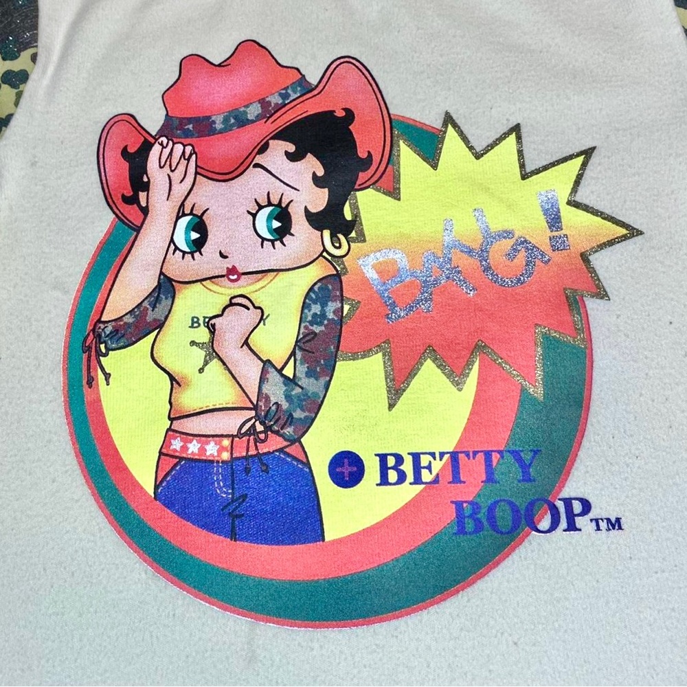 Vintage Y2k Betty Boop Bang Glitter Camo Long Sleeve - Gem